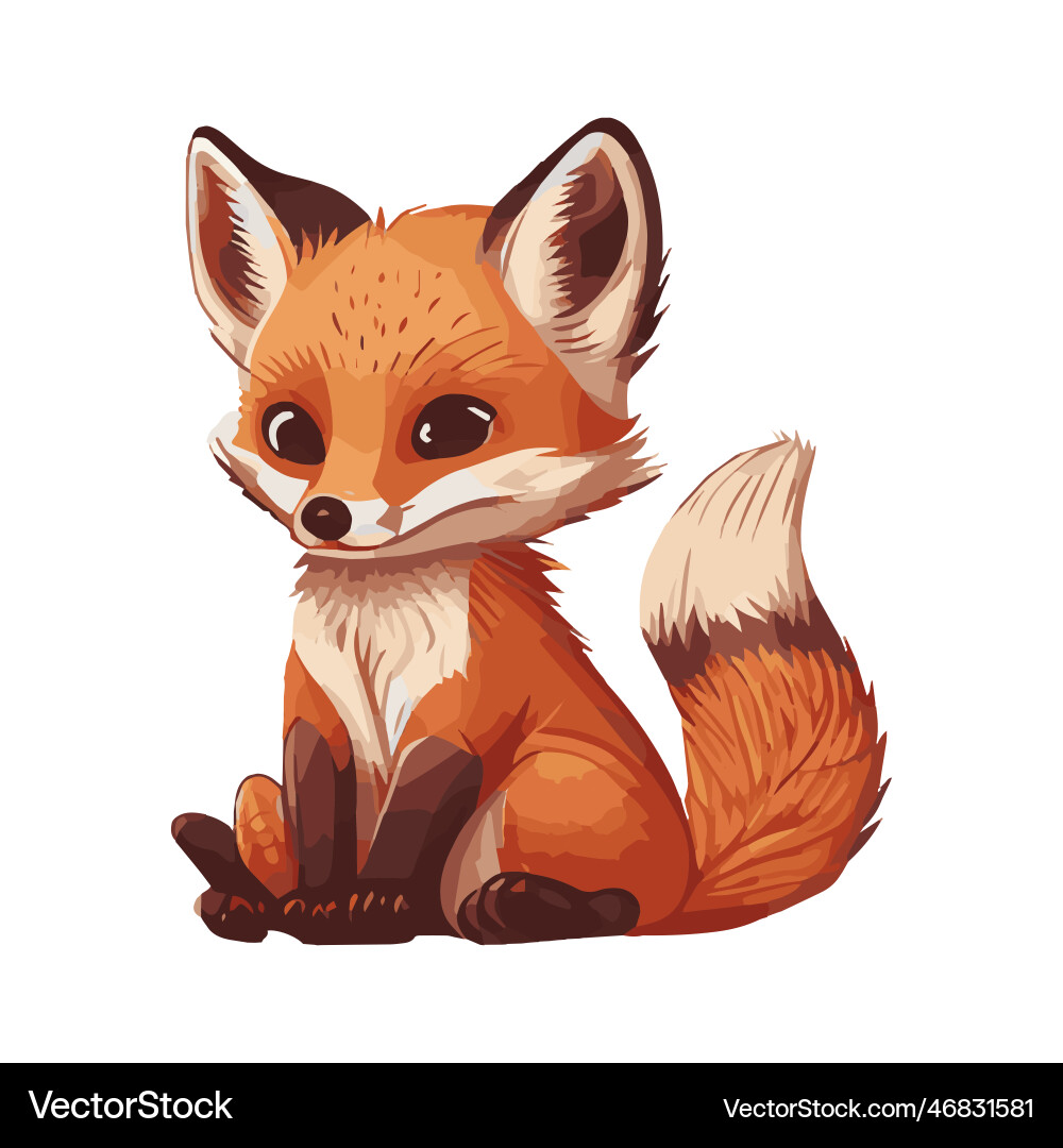 Realistic cartoon fox isolated on white Royalty Free Vector