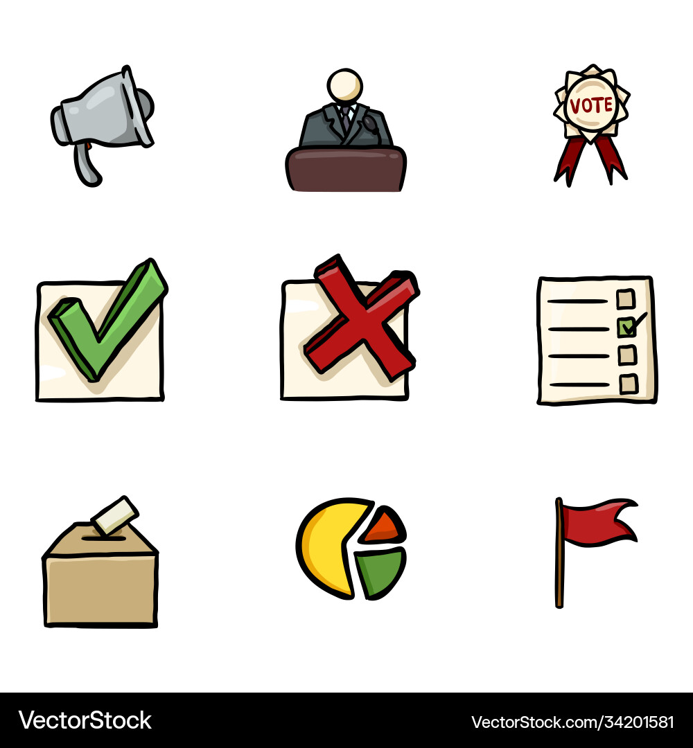 Set color hand drawn elections icons Royalty Free Vector