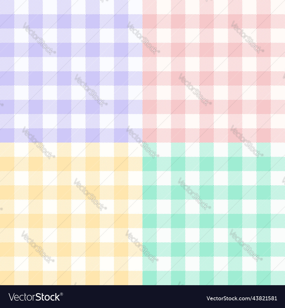 Set of seamless pastel colored gingham patterns Vector Image