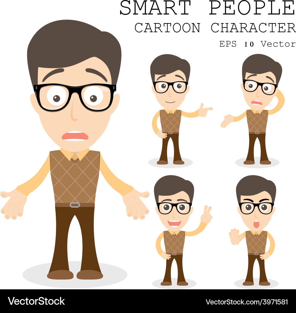 Smart people cartoon character eps 10 Royalty Free Vector