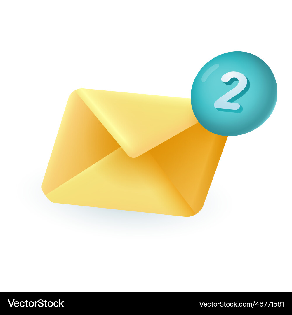 Yellow mail envelope with notice in green circle Vector Image