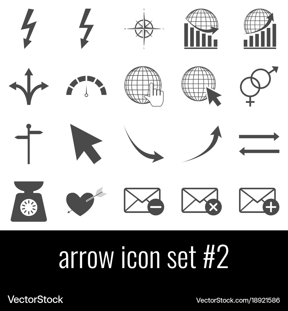 Arrow icon set 2 gray icons on white background Vector Image