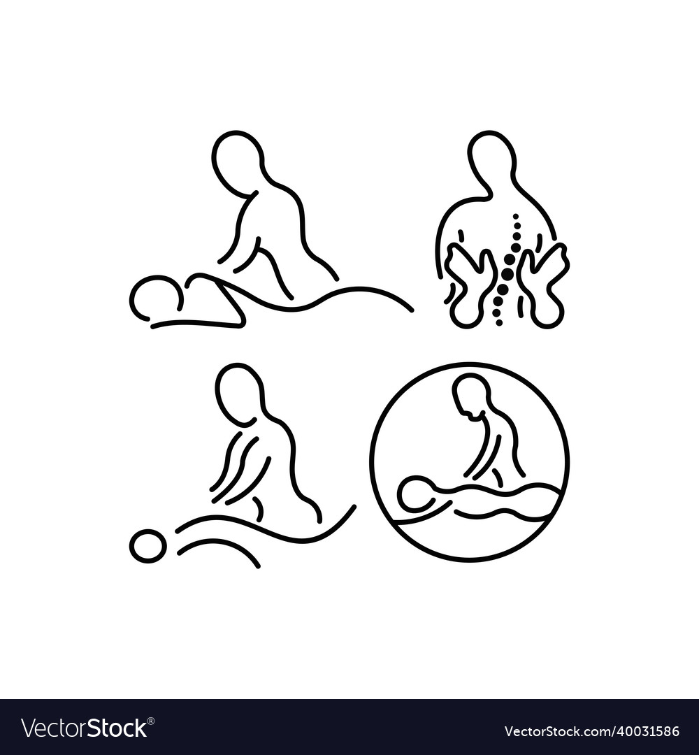 Back massage icons set outline style Royalty Free Vector