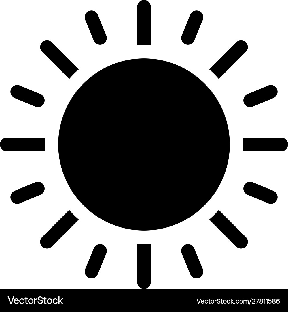 Black sun icon isolated on white background Vector Image