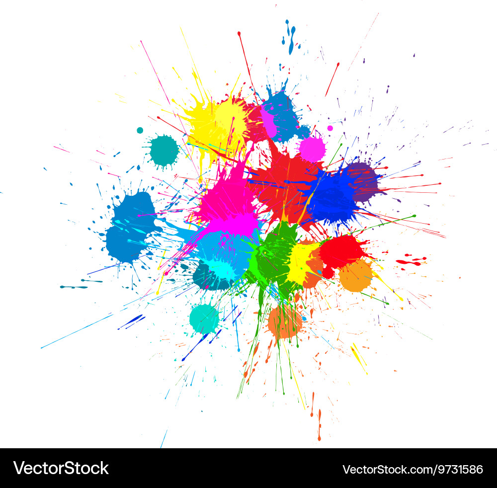 Bright ink color blots on the white Royalty Free Vector