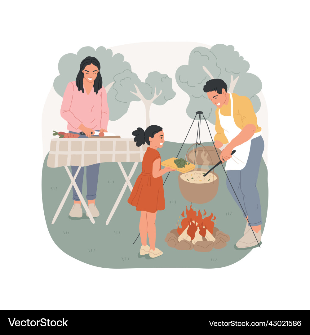 Camp-style cooking isolated cartoon Royalty Free Vector