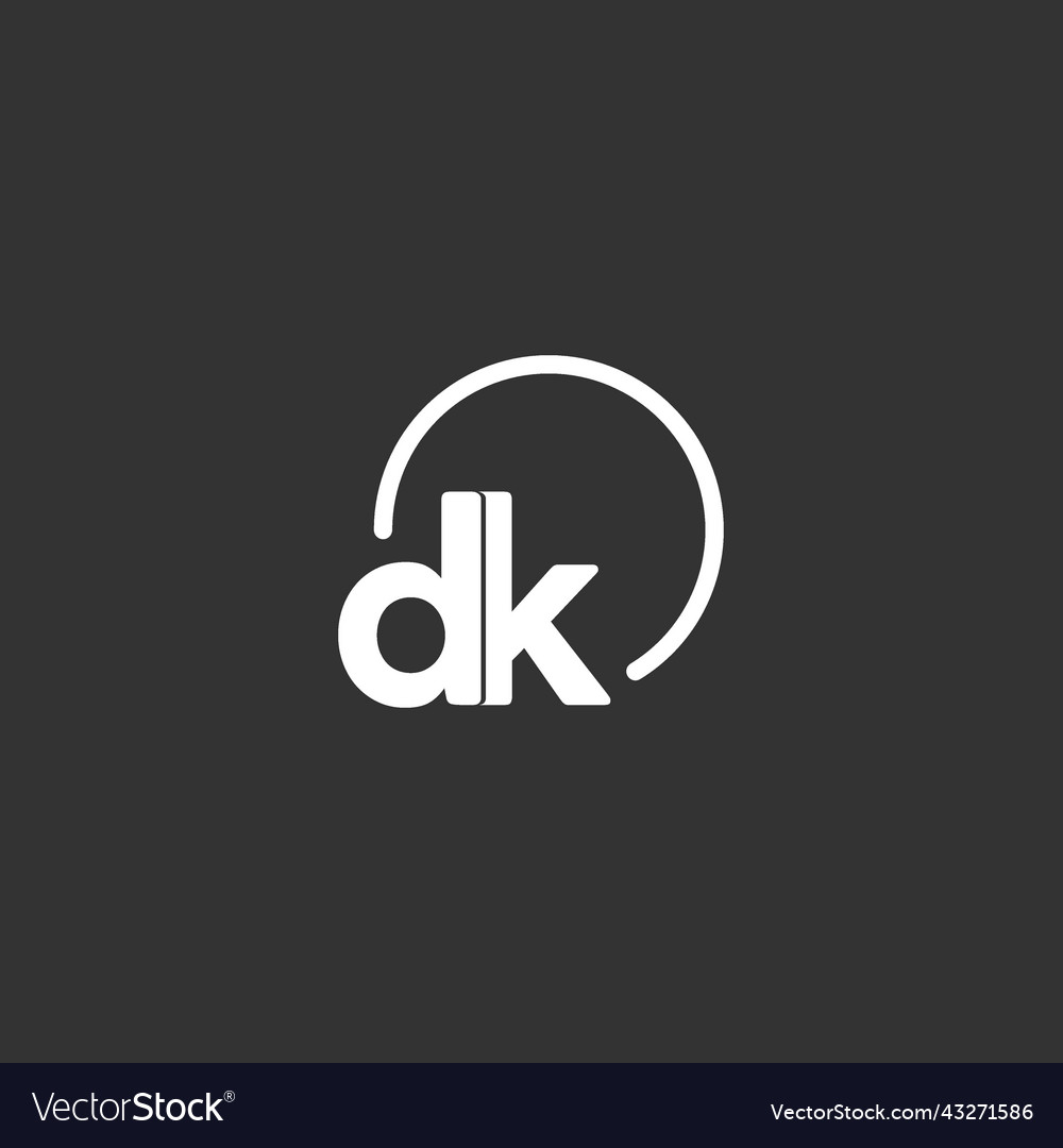 Dk initial logo with rounded circle Royalty Free Vector