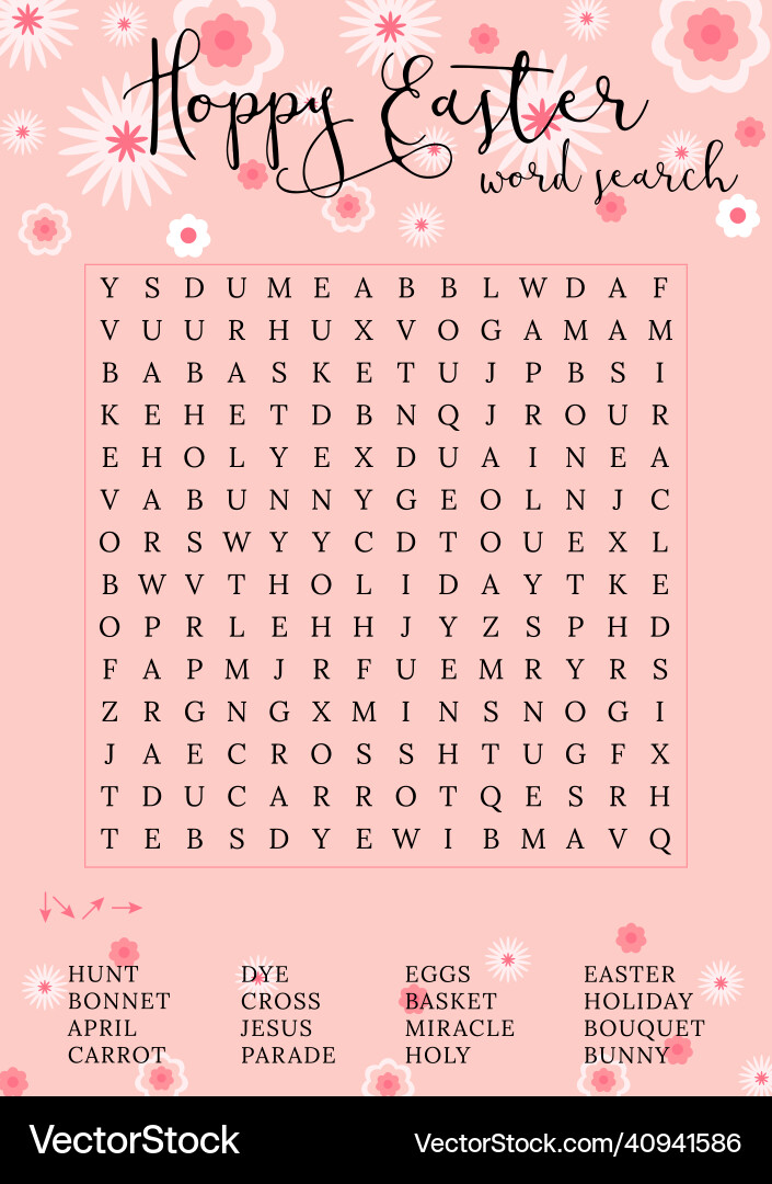 Easter word scramble educational game party card Vector Image