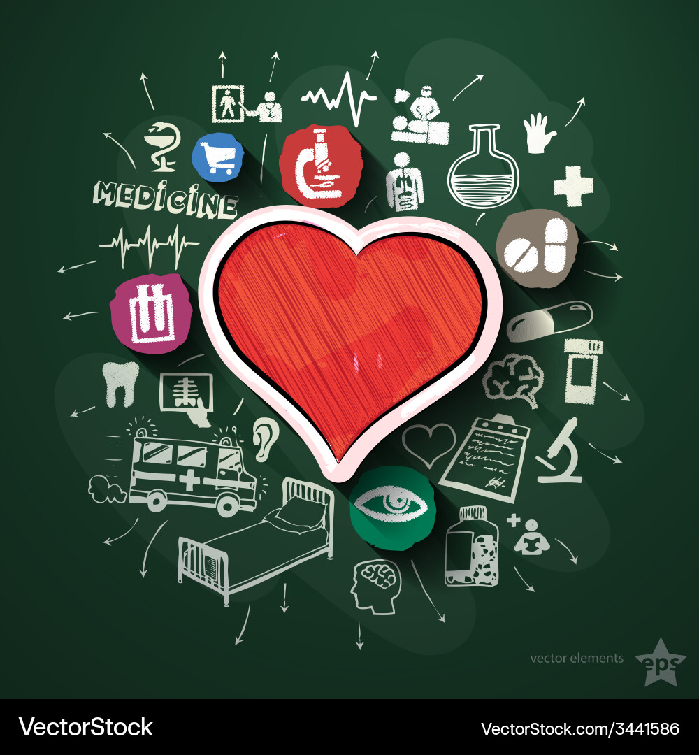 Emergency collage with icons on blackboard Vector Image