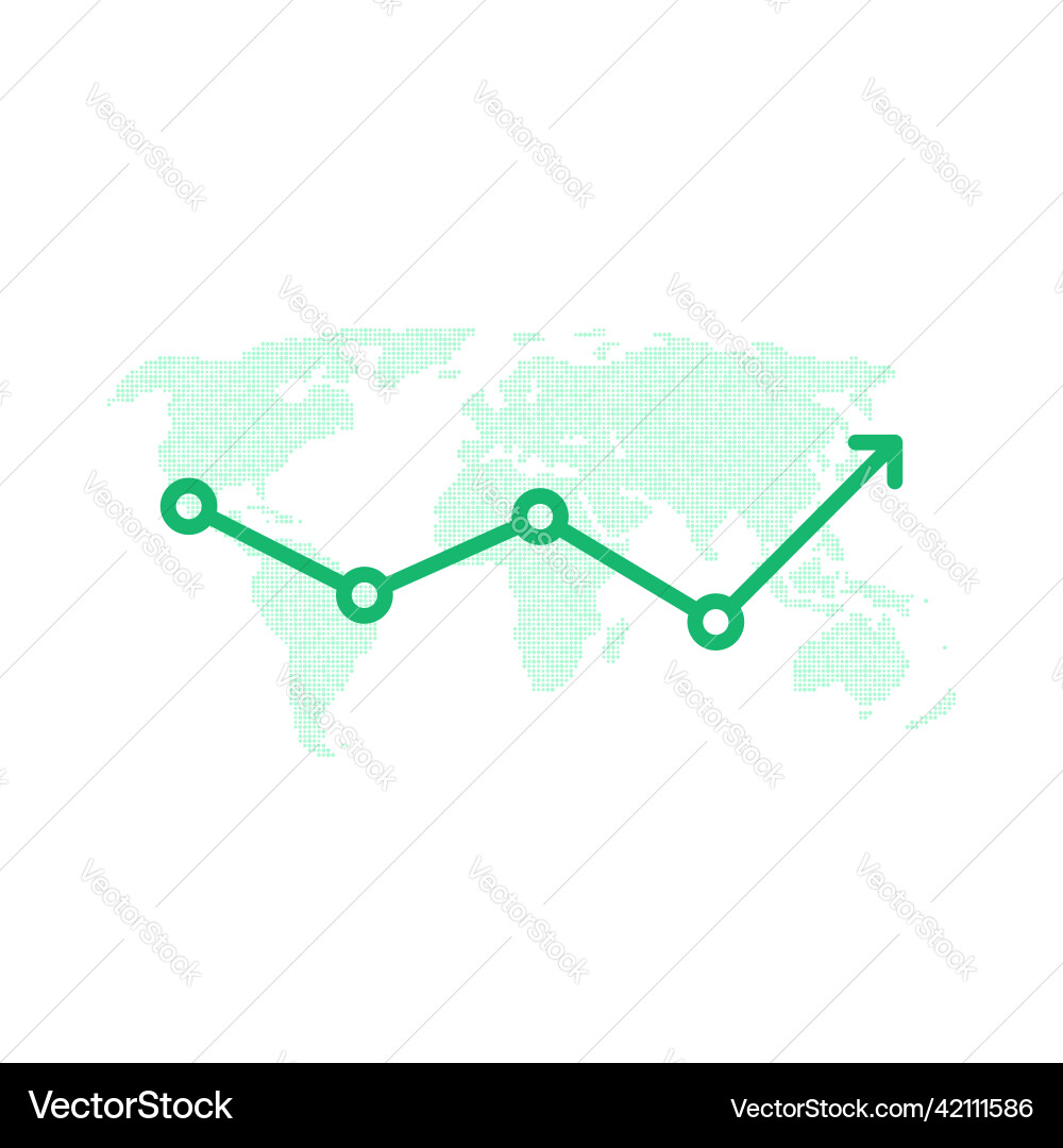 Global economic growth with world map Royalty Free Vector