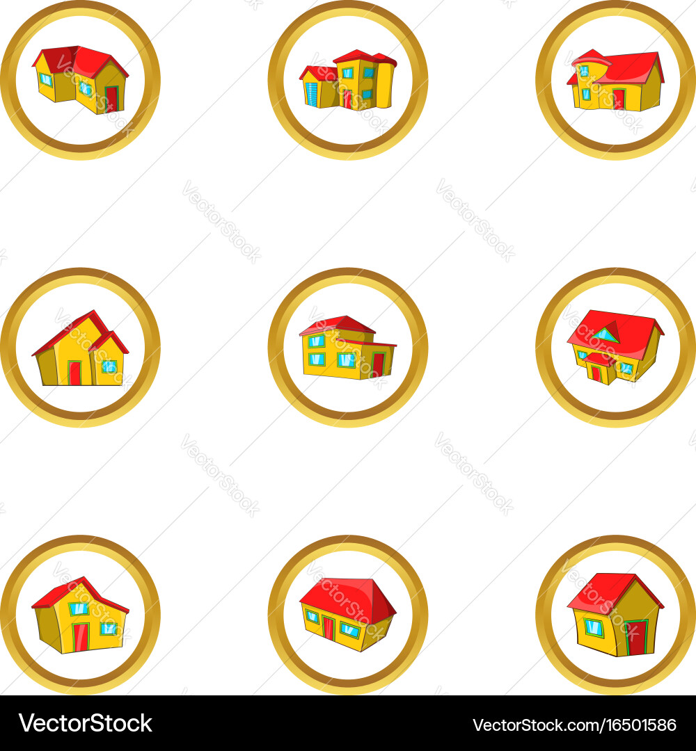 House icon set cartoon style Royalty Free Vector Image