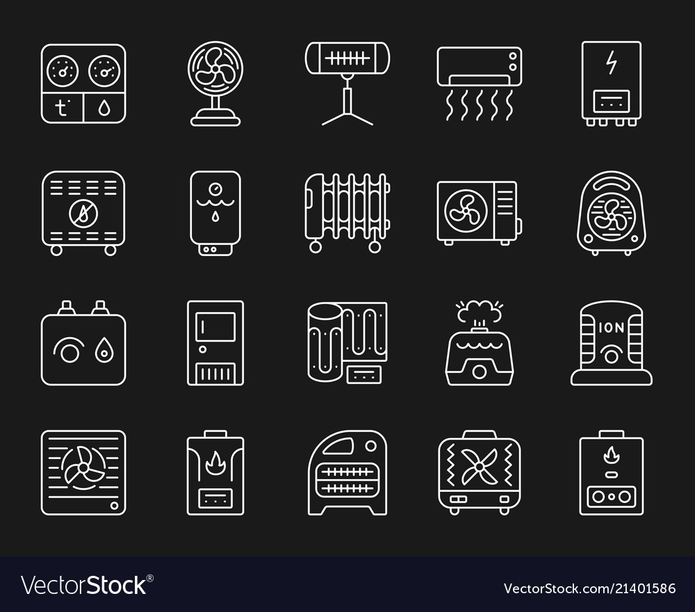 Hvac simple white line icons set Royalty Free Vector Image Hvac simple white line icons set Royalty Free Vector Image