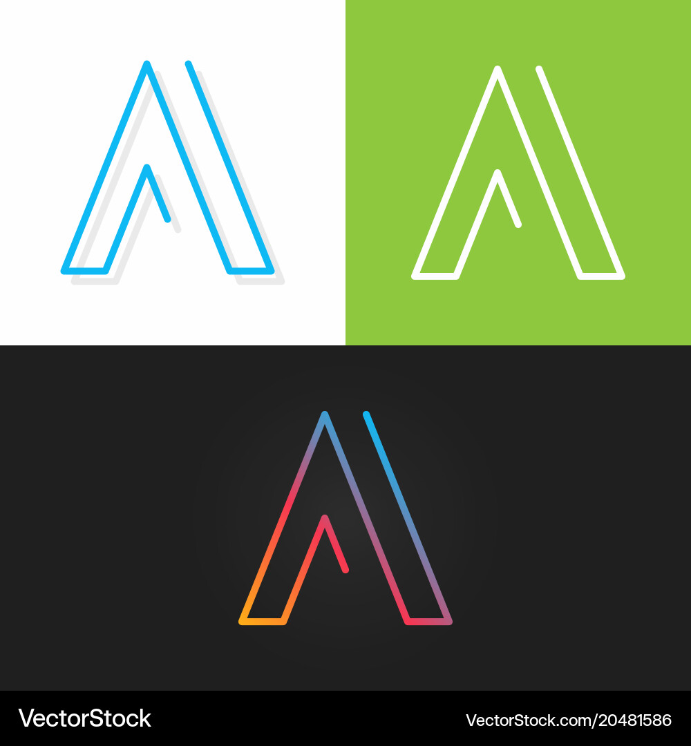 Letter a logo alphabet line design icon set Vector Image