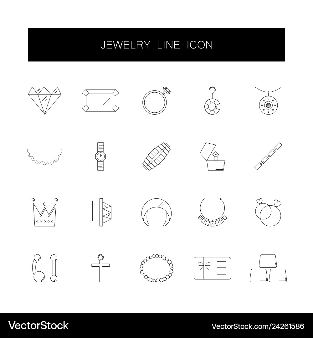 Line icons set jewelry pack Royalty Free Vector Image
