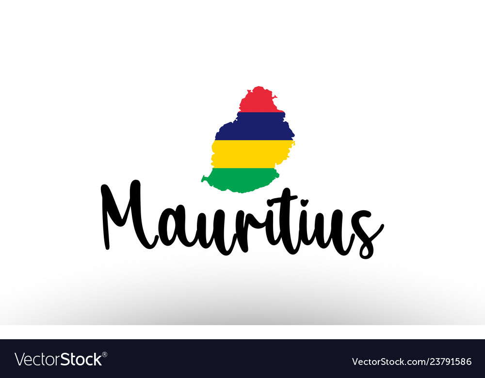Mauritius country big text with flag inside map Vector Image