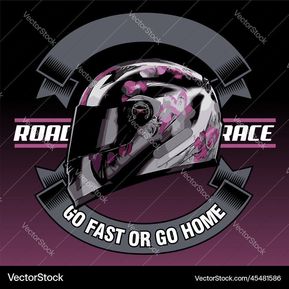 Motorcycle helmet and ribbon template Royalty Free Vector