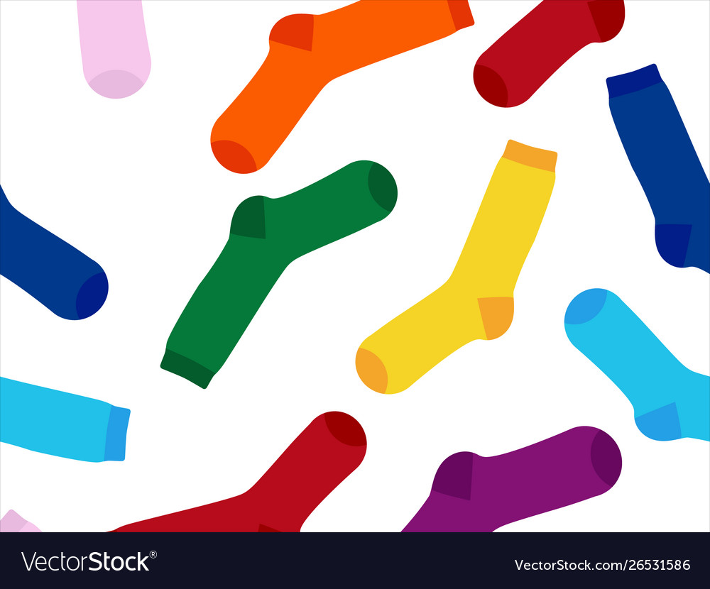 Multi-colored socks on a white background pattern Vector Image