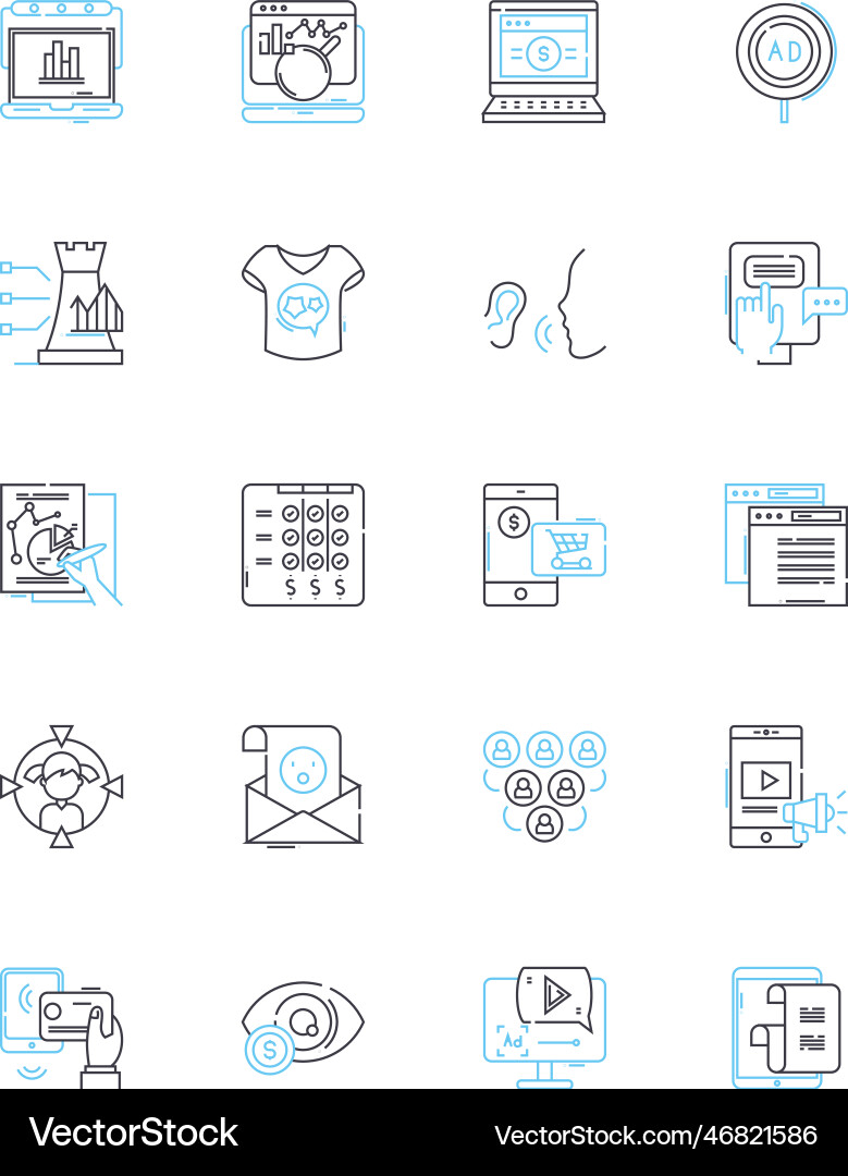 Publicity stunt linear icons set promotion Vector Image