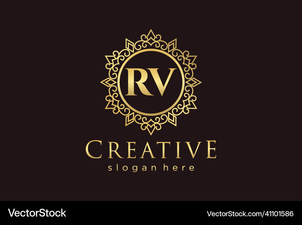Rv initial letter luxury calligraphic feminine Vector Image