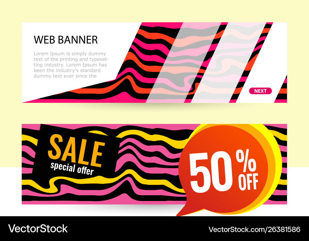 Set horizontal color banners summer banner Vector Image