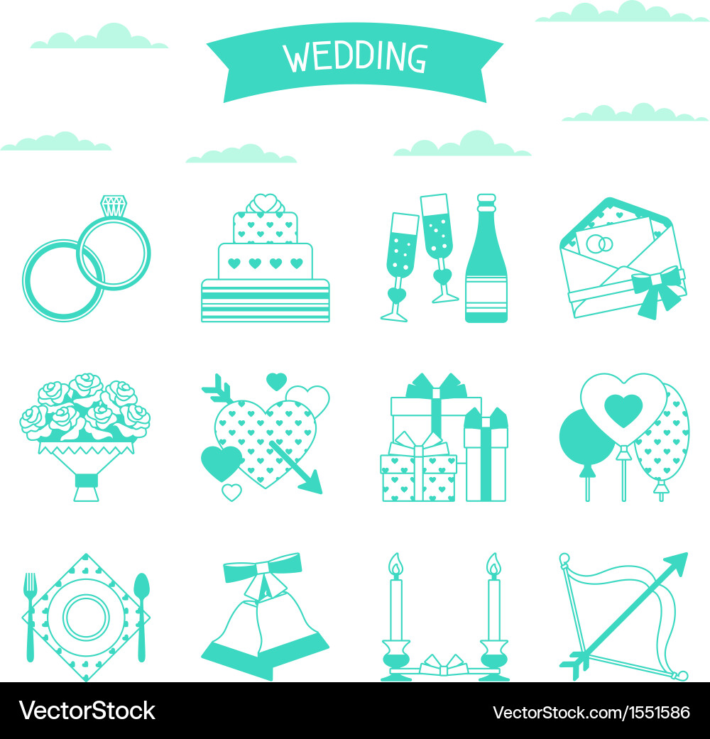 Set of retro wedding icons and design elements Vector Image