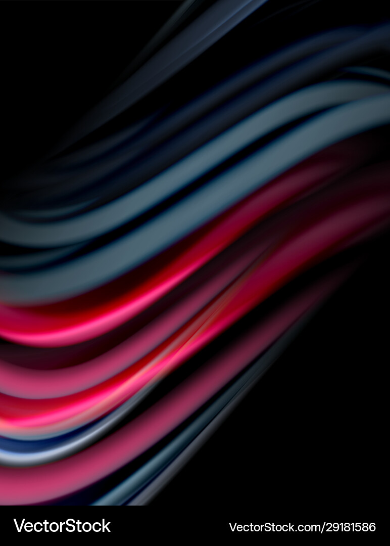 Silk smooth lines on black liquid fluid color Vector Image