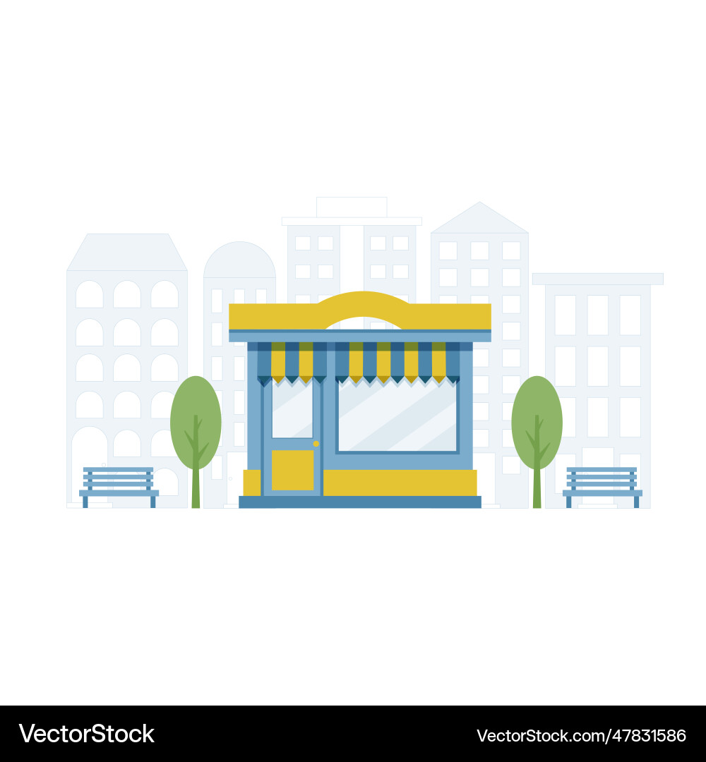 Store facade shops fronts on street can Royalty Free Vector