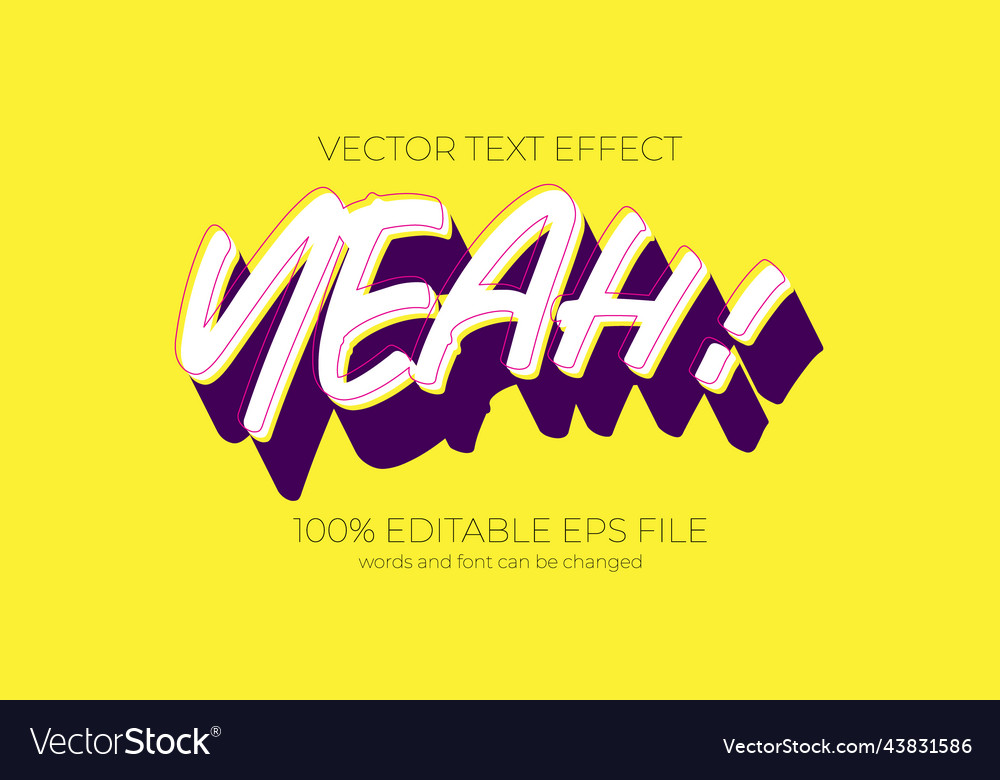 Yeah editable text effect style eps Royalty Free Vector