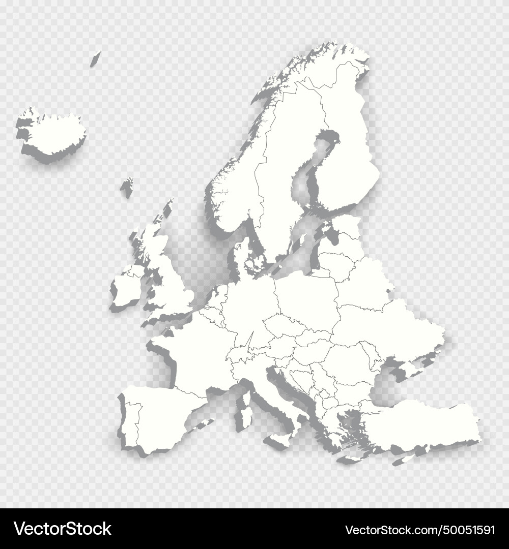 3d map of europe with borders Royalty Free Vector Image