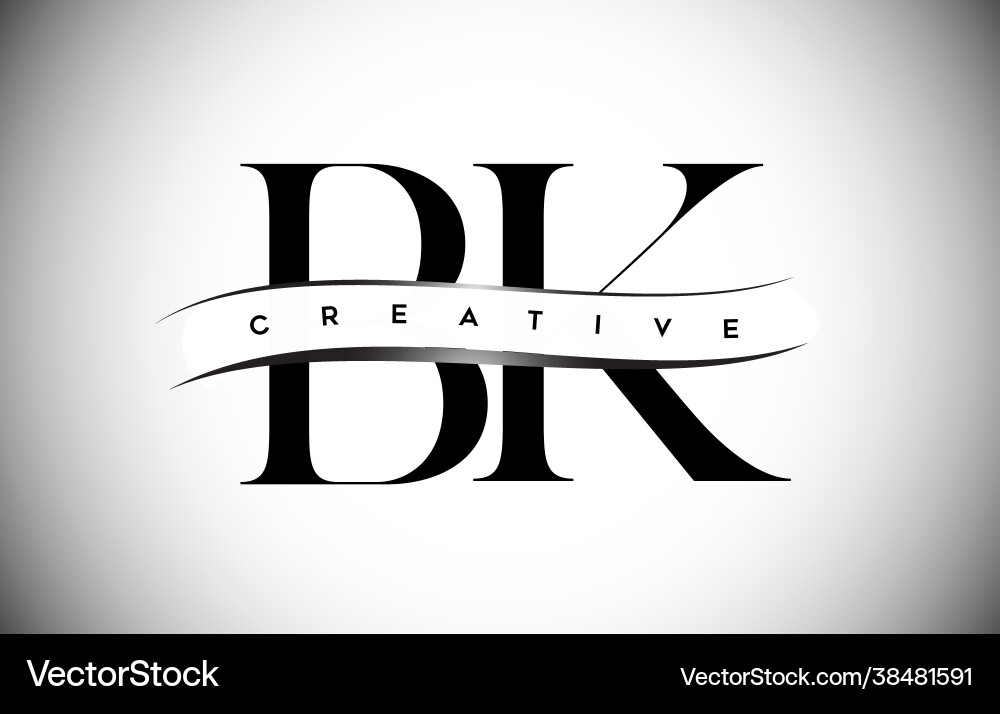Bk letter logo with serif and creative cut Vector Image