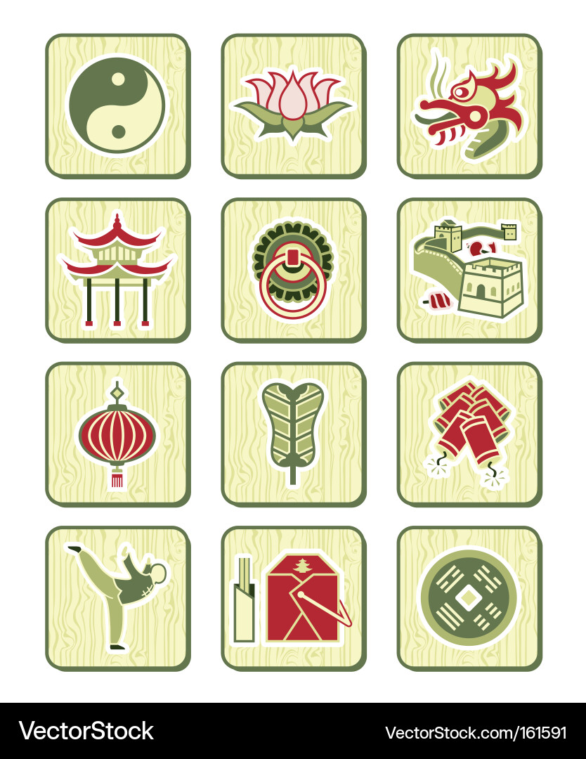 Chinese icons bamboo series Royalty Free Vector Image
