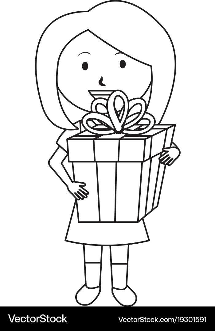 Cute girl with gift Royalty Free Vector Image - VectorStock