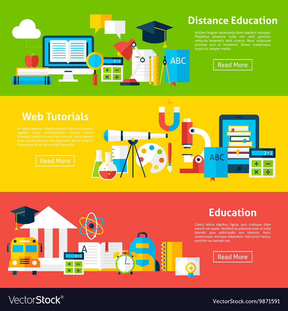 Distance education and web tutorials flat Vector Image