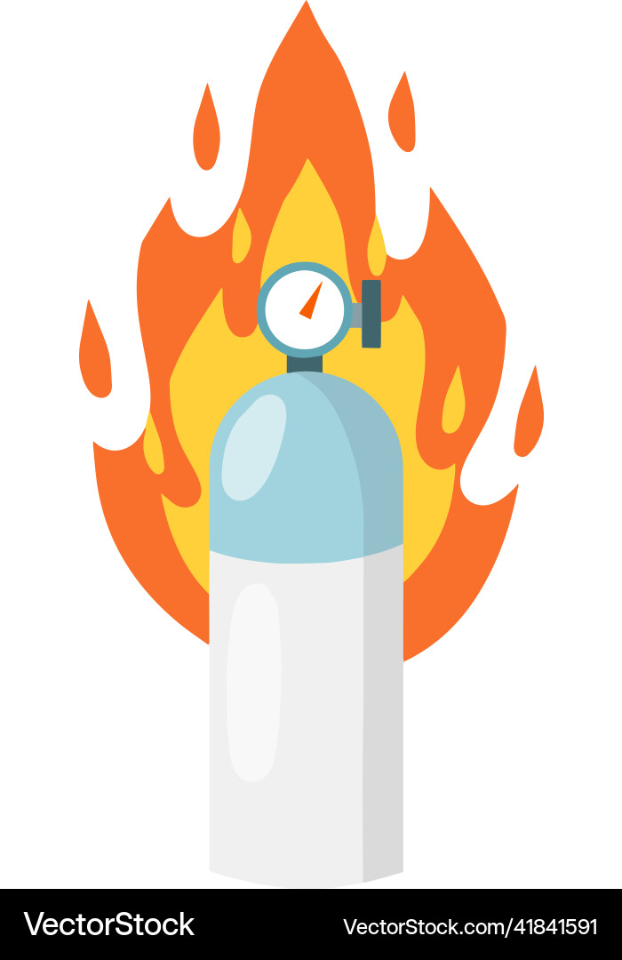Gas and oxygen cylinder in fire Royalty Free Vector Image