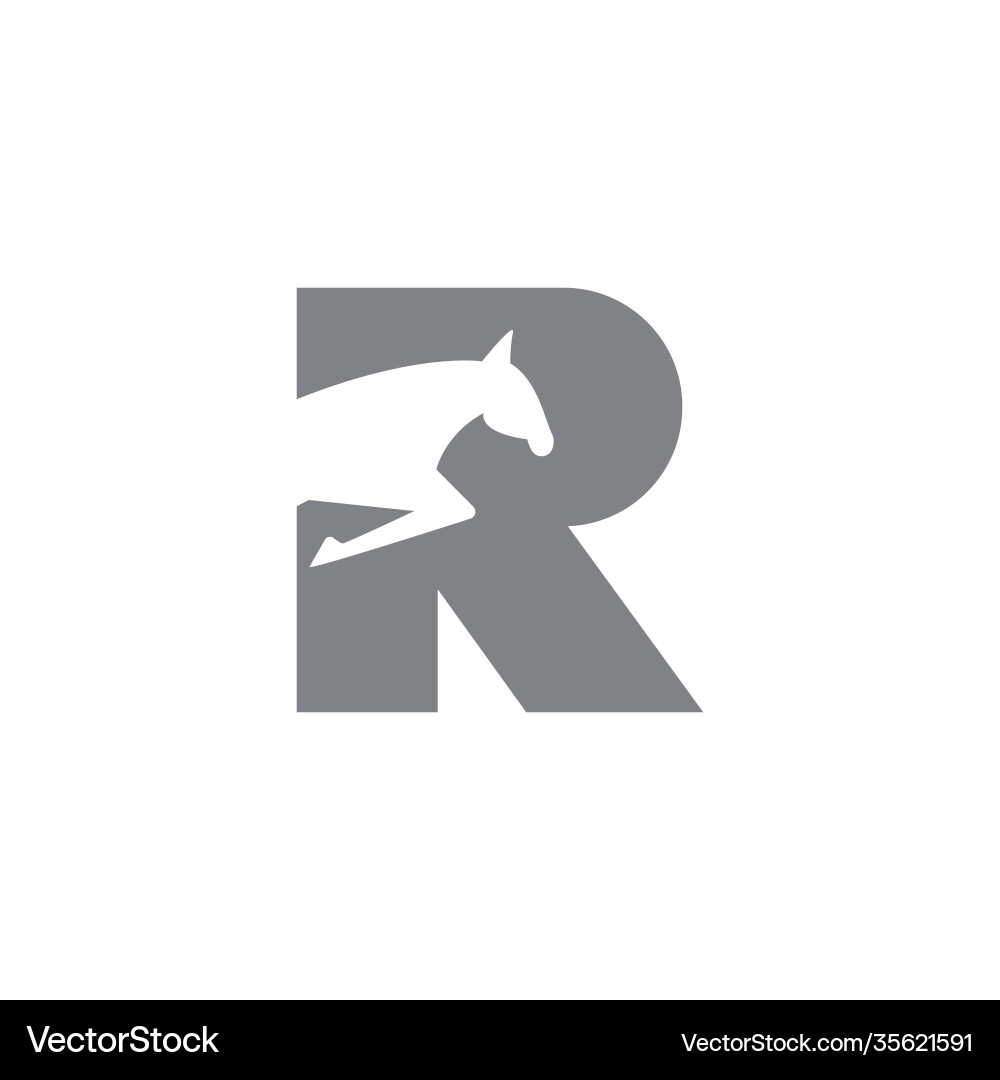 Letter r logo creative horse design Royalty Free Vector