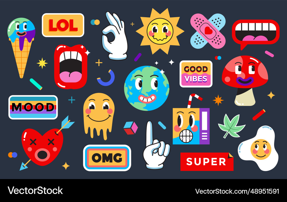Modern sticker design of 80s 2 Royalty Free Vector Image