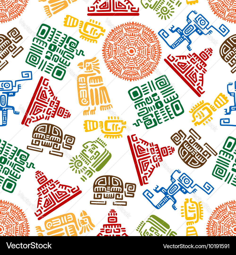 Seamless pattern of mayan and aztec ornament Vector Image