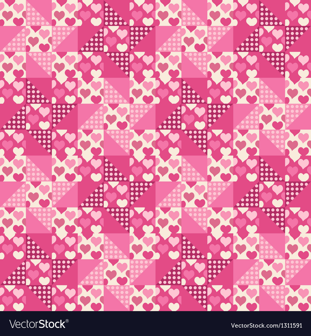 Seamless pattern patchwork with hearts Royalty Free Vector