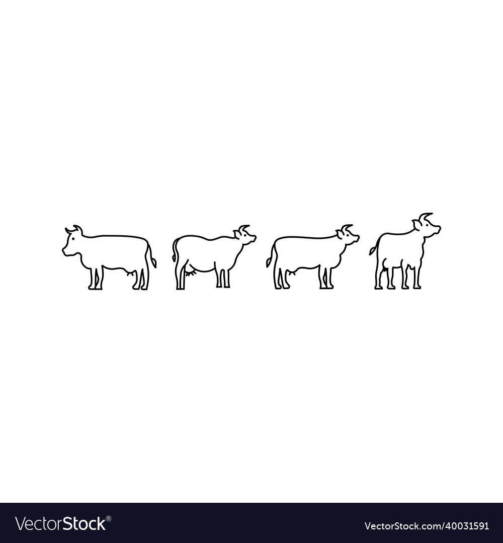 Set icon line farm animal cow Royalty Free Vector Image Set icon line farm animal cow Royalty Free Vector Image