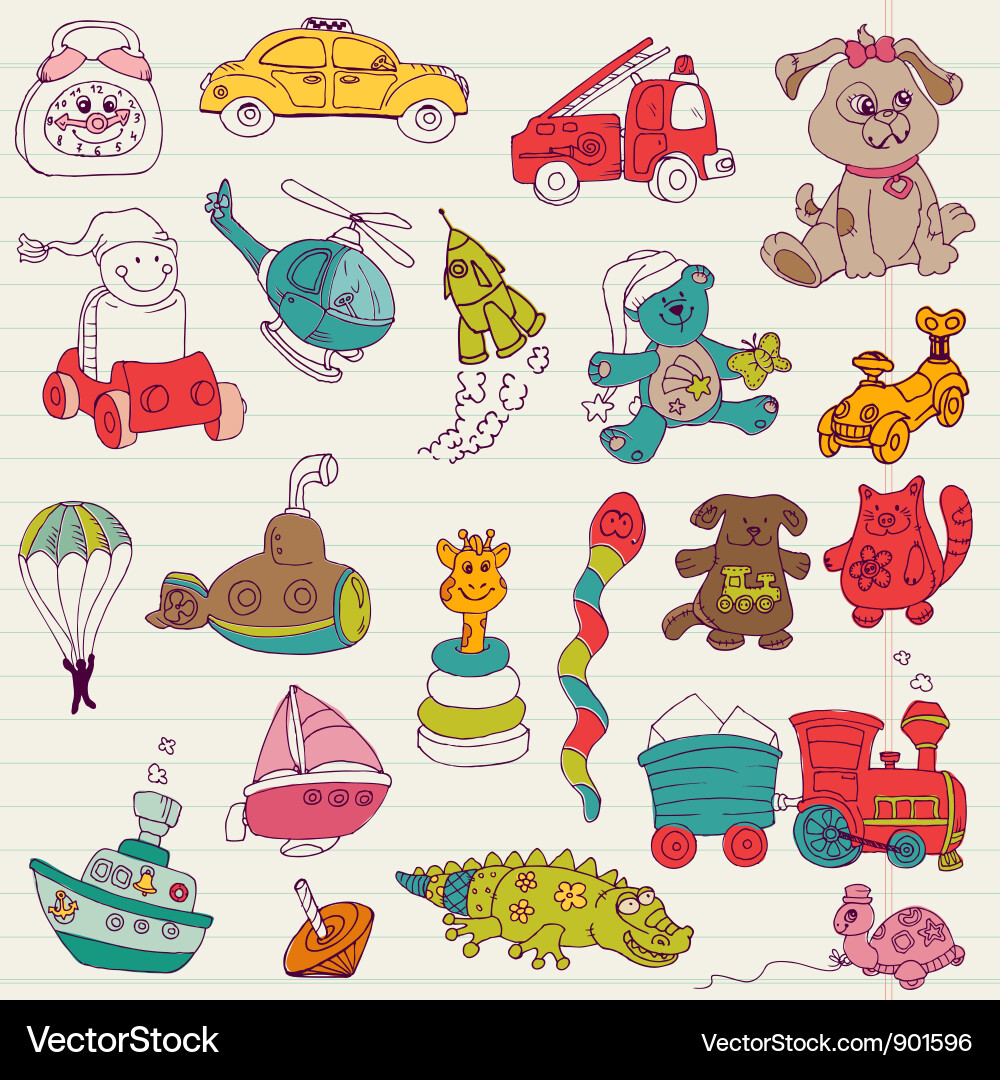 Baby toys doodles Royalty Free Vector Image - VectorStock