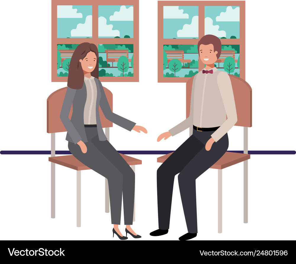 Business people sitting with view landscape by Vector Image