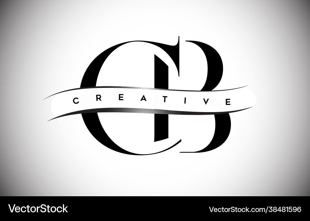 Cb letter logo with serif and creative cut Vector Image
