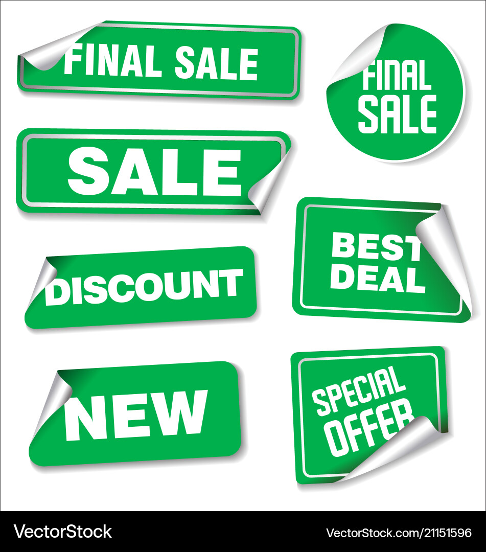 Collection green sale stickers with rounded Vector Image