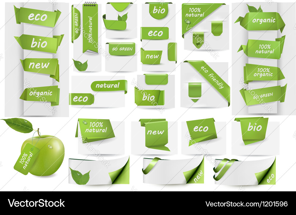 Collection with eco tags and labels and stickers Vector Image