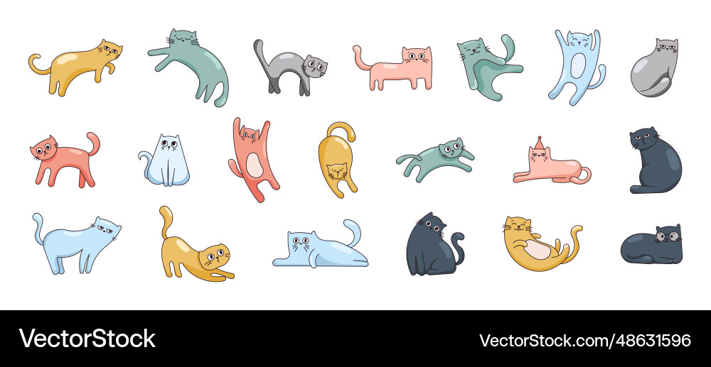 Cute funny cat kitten character cartoon Royalty Free Vector