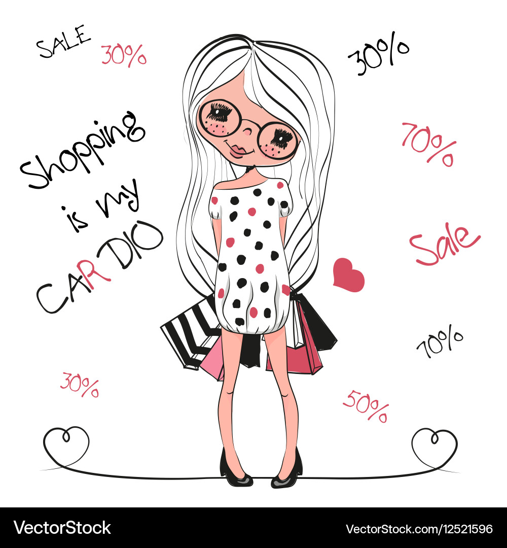 Cute girl with packages Royalty Free Vector Image