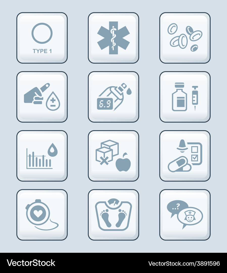 Diabetes icons - TECH series Royalty Free Vector Image