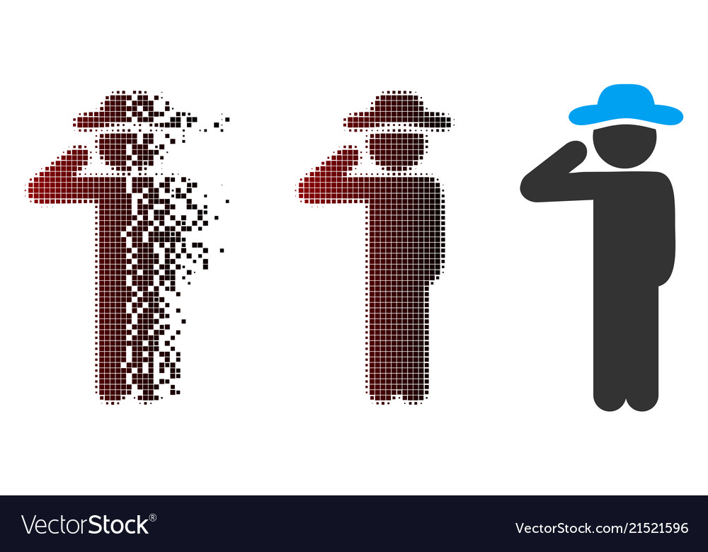 Dust pixel halftone gentleman salute icon Vector Image Dust pixel halftone gentleman salute icon Vector Image