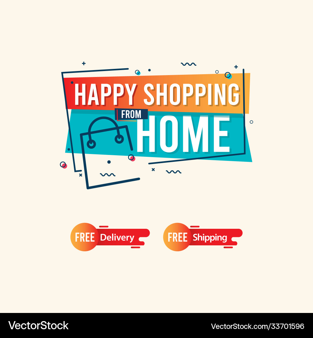 Happy shopping from home logo label tag template Vector Image