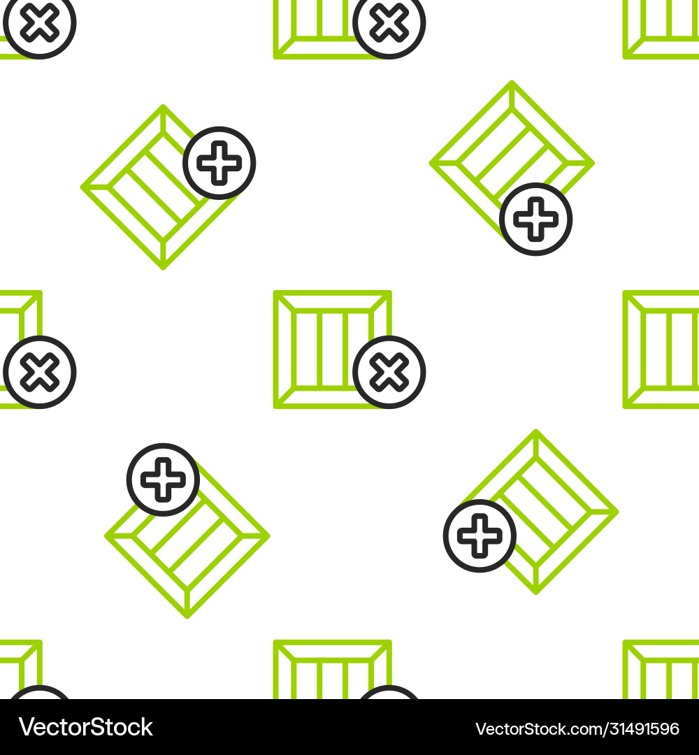 Line wooden box and delete icon isolated seamless Vector Image